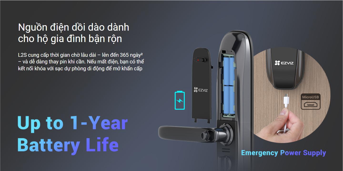 Khóa cửa điện tử thông minh Ezviz L2S - Mở cửa từ xa - Mead Tech