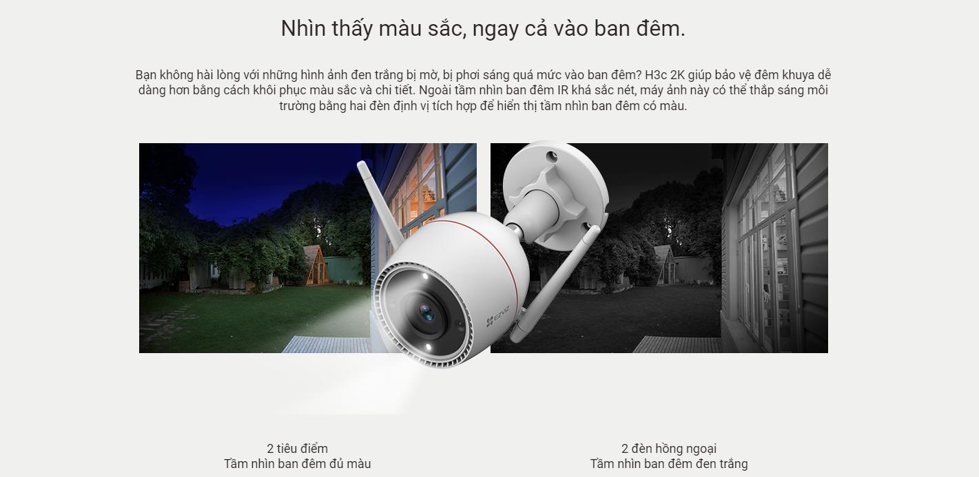 Camera Wifi Ezviz H3c 2K/3MP có màu ban đêm - Mead Tech
